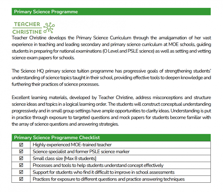 Primary Science tuition with experienced tutors – eCube